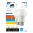 Great Value A19 3-Way LED Light Bulb, 40/60/100 Watts Tunable, Soft White, E26 Medium Base (4 ...