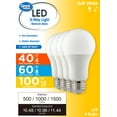 Great Value A19 3-Way LED Light Bulb, 40/60/100 Watts Tunable, Soft White, E26 Medium Base (4 ...