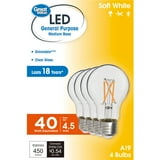 Great Value 18YR A19 LED Light Bulb, 4.5W (40W Equivalent) Dimmable ...