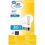 Great Value LED A19 Light Bulb 7W Dimmable Soft White E26 4 Pack 60W ...