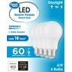 Great Value 18YR A19 LED Light Bulb, 8.5W(60W Equivalent) Dimmable Soft White E26 Medium Base, 4 ...