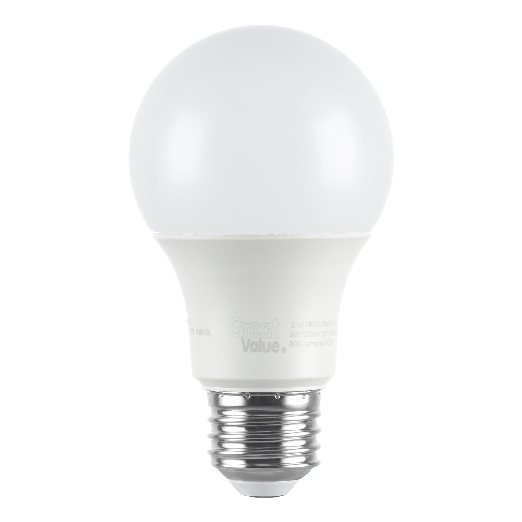 Great Value A19 LED Light Bulb, 9W (60W Equivalent) Dimmable Soft White ...