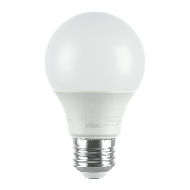 Great Value 18YR A19 LED Light Bulb, 9W (60W Equivalent) Dimmable Soft White E26 Medium Base, 12 ...