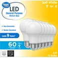 Great Value A19 LED Light Bulbs, 60 Watts Eqv, Soft White, General Purpose, 9yr, Medium Base, 12 ...