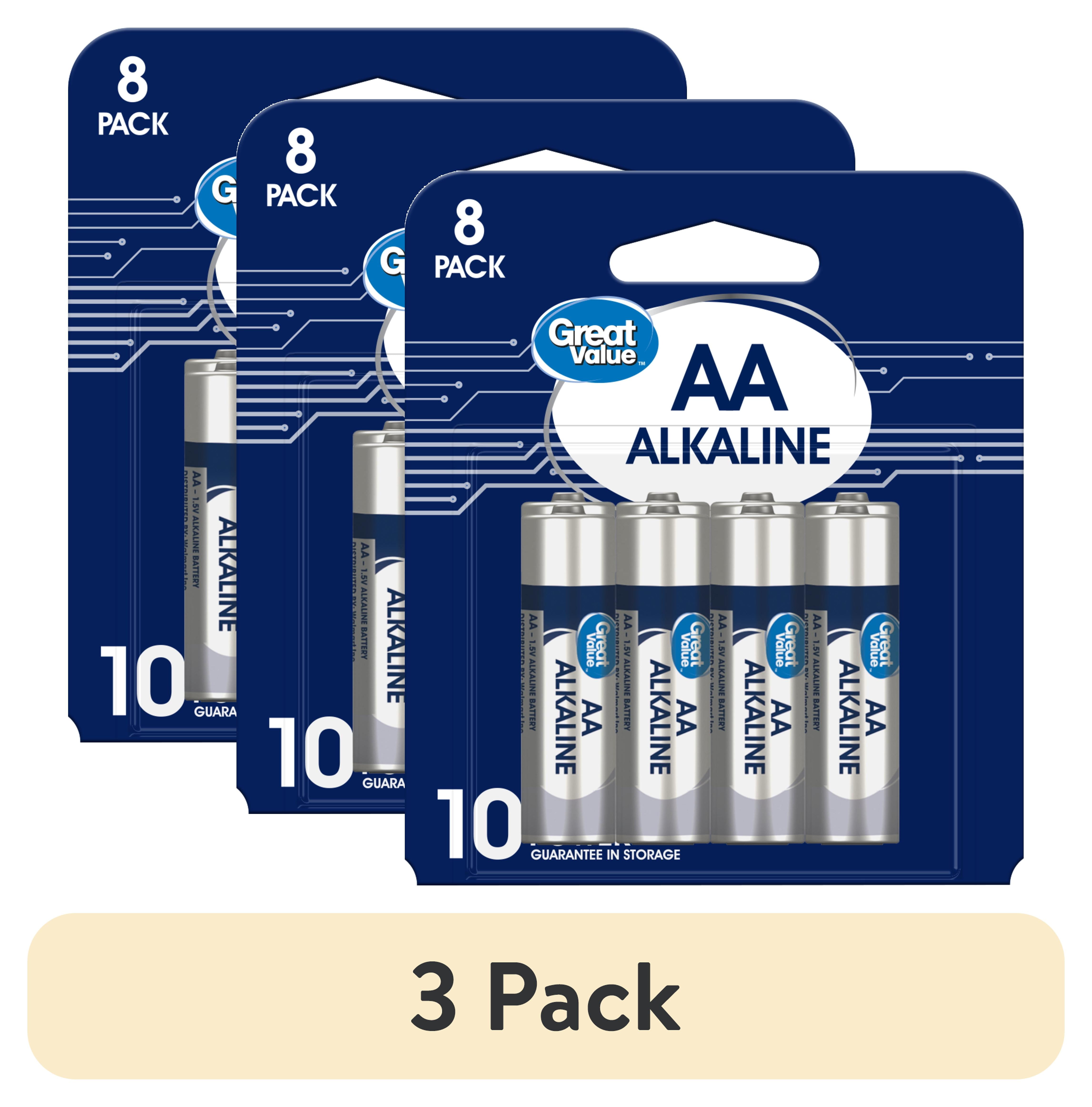 (3 pack) Great Value Alkaline AA Batteries, 8 Count - Walmart Business ...