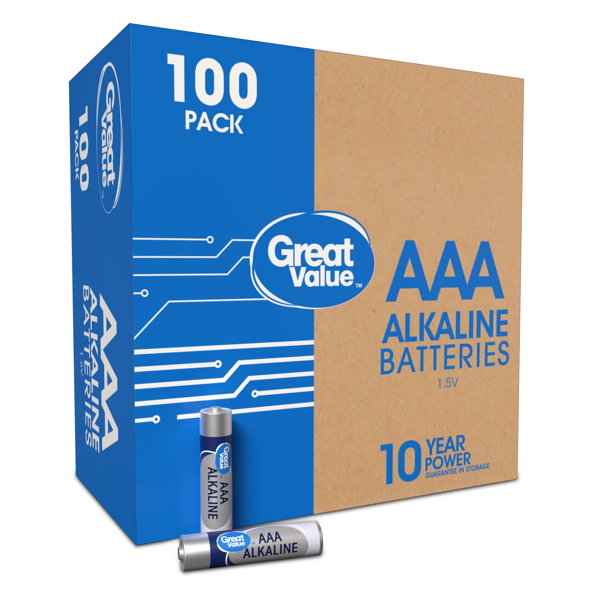 Great Value Alkaline AAA Batteries (100 Pack) - Walmart.com