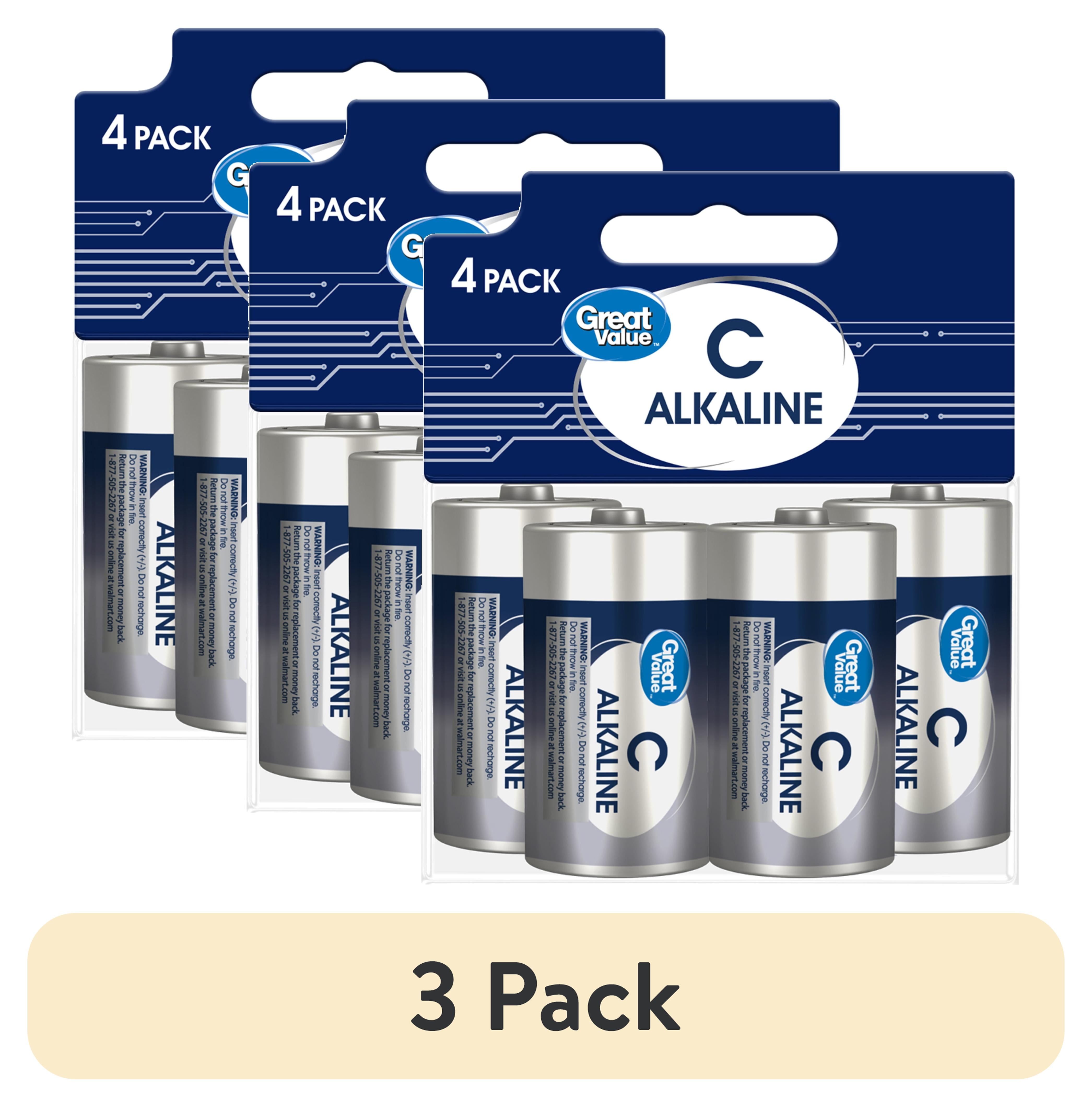 (3 pack) Great Value Alkaline C Batteries, 4 Count - Walmart.com