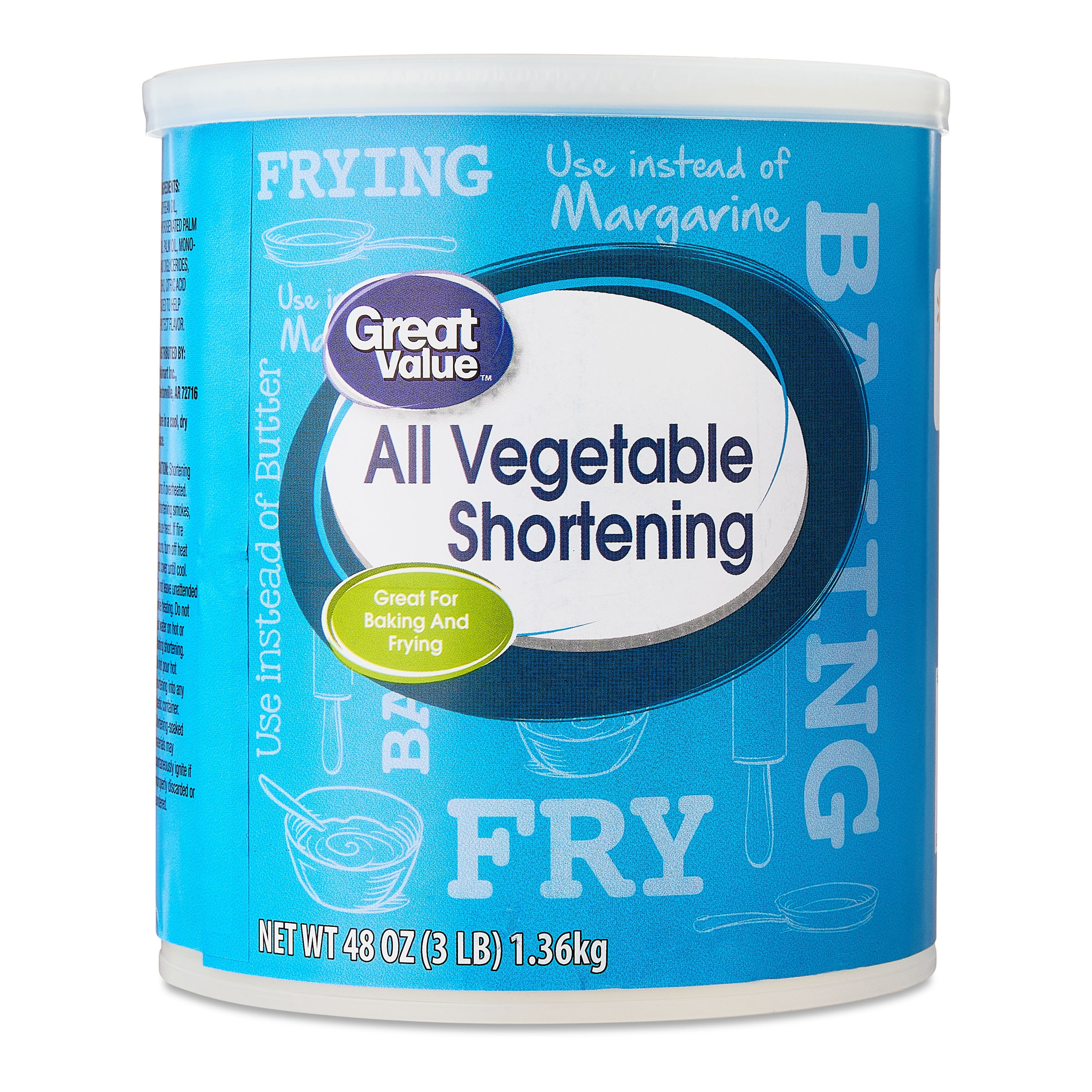 Great Value All Vegetable Shortening 48 oz Can Suitable for Baking and ...