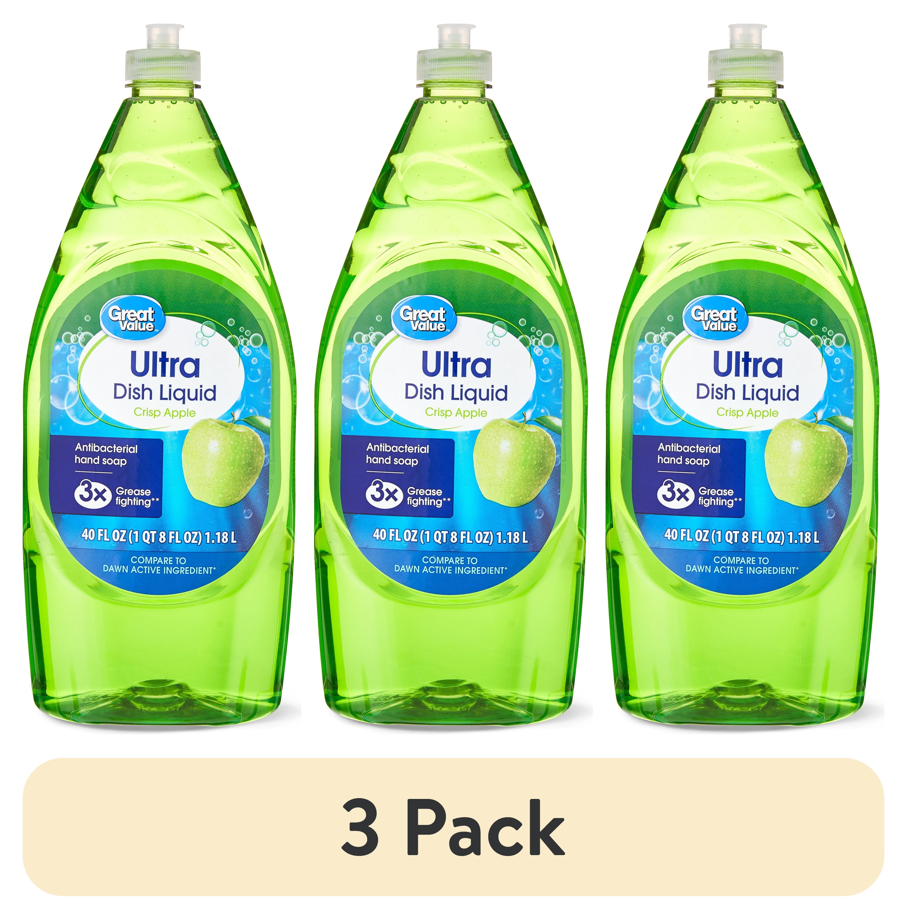 (3 pack) Great Value Antibacterial Hand Soap Ultra Dish Liquid, Crisp ...