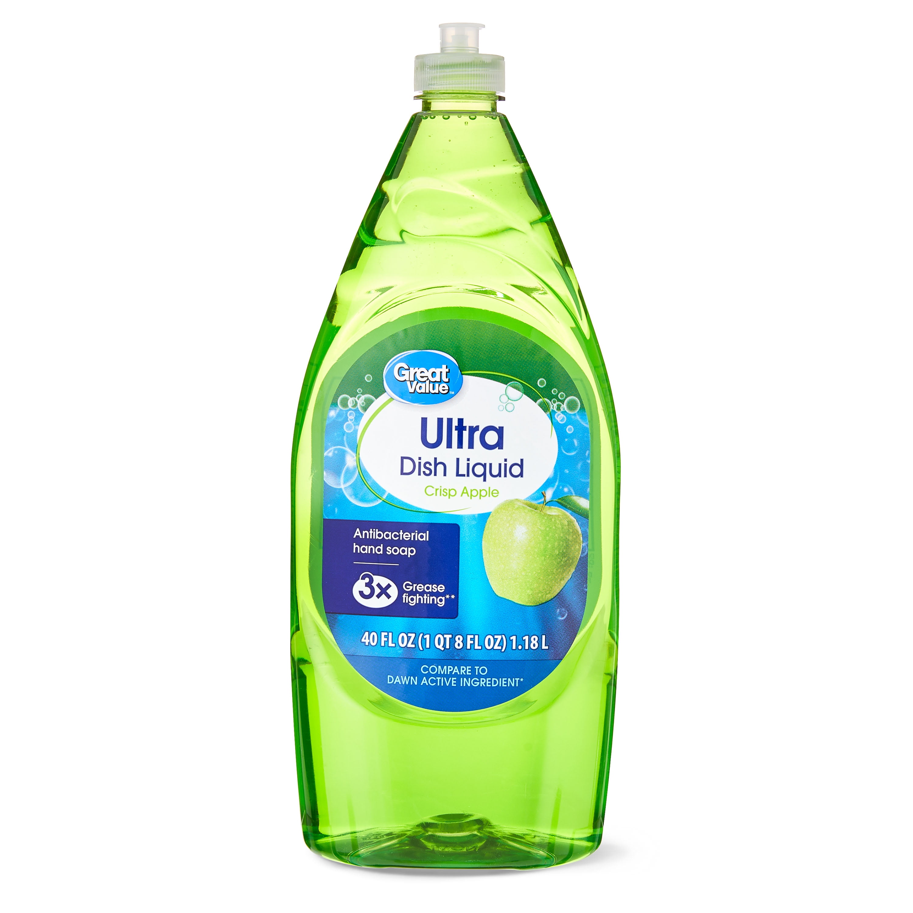 Great Value Antibacterial Hand Soap Ultra Dish Liquid, Crisp Apple, 40 ...