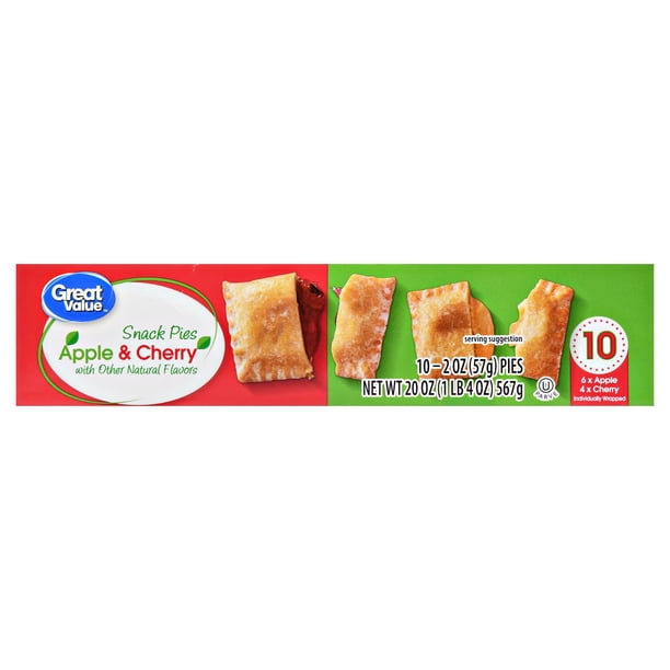Great Value Apple & Cherry Snack Pies Variety Pack, 20 oz, 10 Count ...