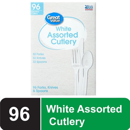 Great Value Plastic Disposable Cutlery Set, White, 240 Count - Walmart.com