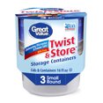 Great Value BPA Free Take Outs Storage Containers, Small Round, 16 fl ...