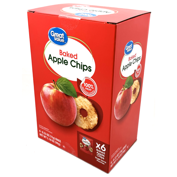 Great Value Baked Apple Chips, 0.53 oz, 6 Count - Walmart Business Supplies