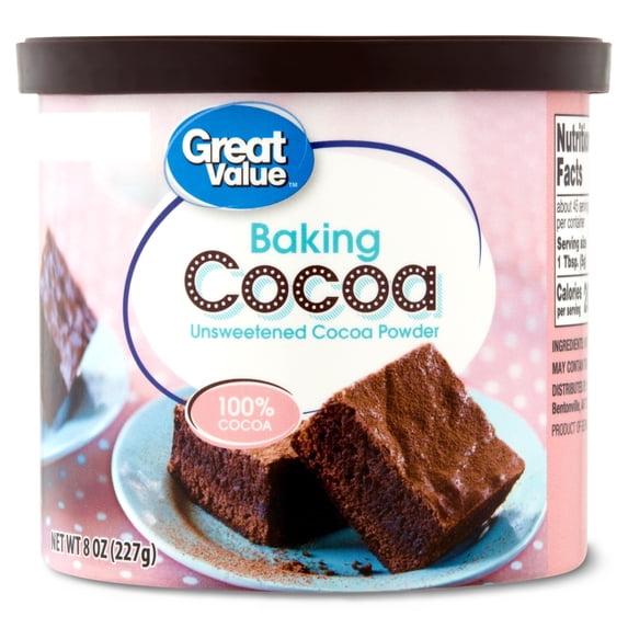 Great Value Unsweetened Cocoa Powder 8 oz Tub, 100% Cocoa for Baking ...