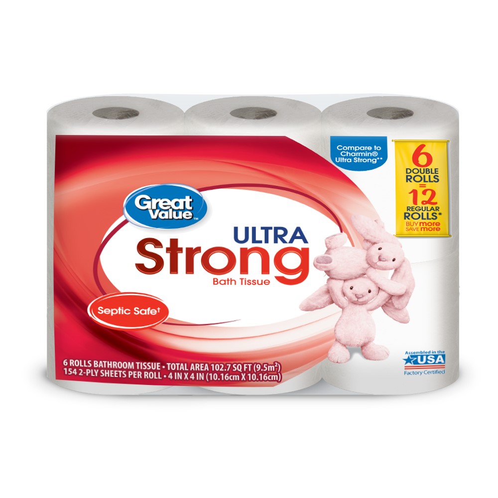 Great Value Bath Tissue, Ultra Strong, 6 Count - Walmart.com