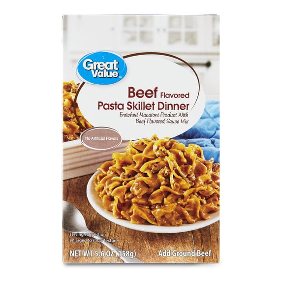 Great Value Beef Flavored Pasta Skillet Dinner, 5.6 oz, Easy 15-Minute ...