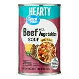 Great Value Beef with Vegetable Soup 18.8 oz Can Shelf Stable Hearty Protein and Vitamin ...