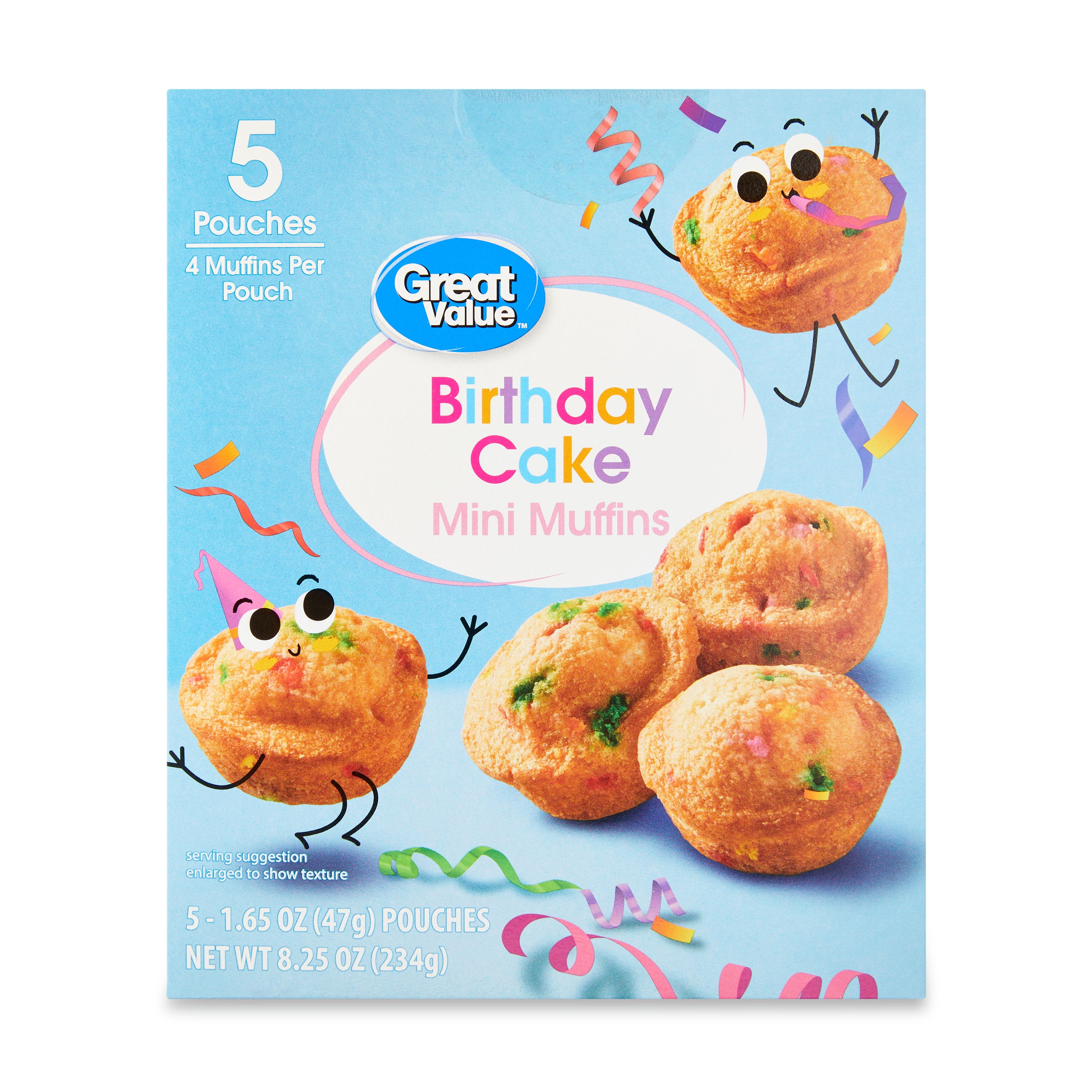 Great Value Birthday Cake Mini Muffins, 1.65 oz, 5 Pack, Moist with ...