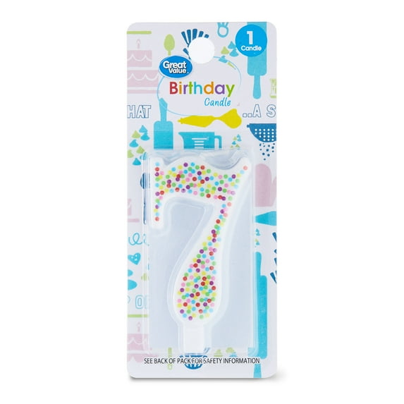 Great Value Birthday Party Number 7 Candle Multicolor Polka Dot Cake ...