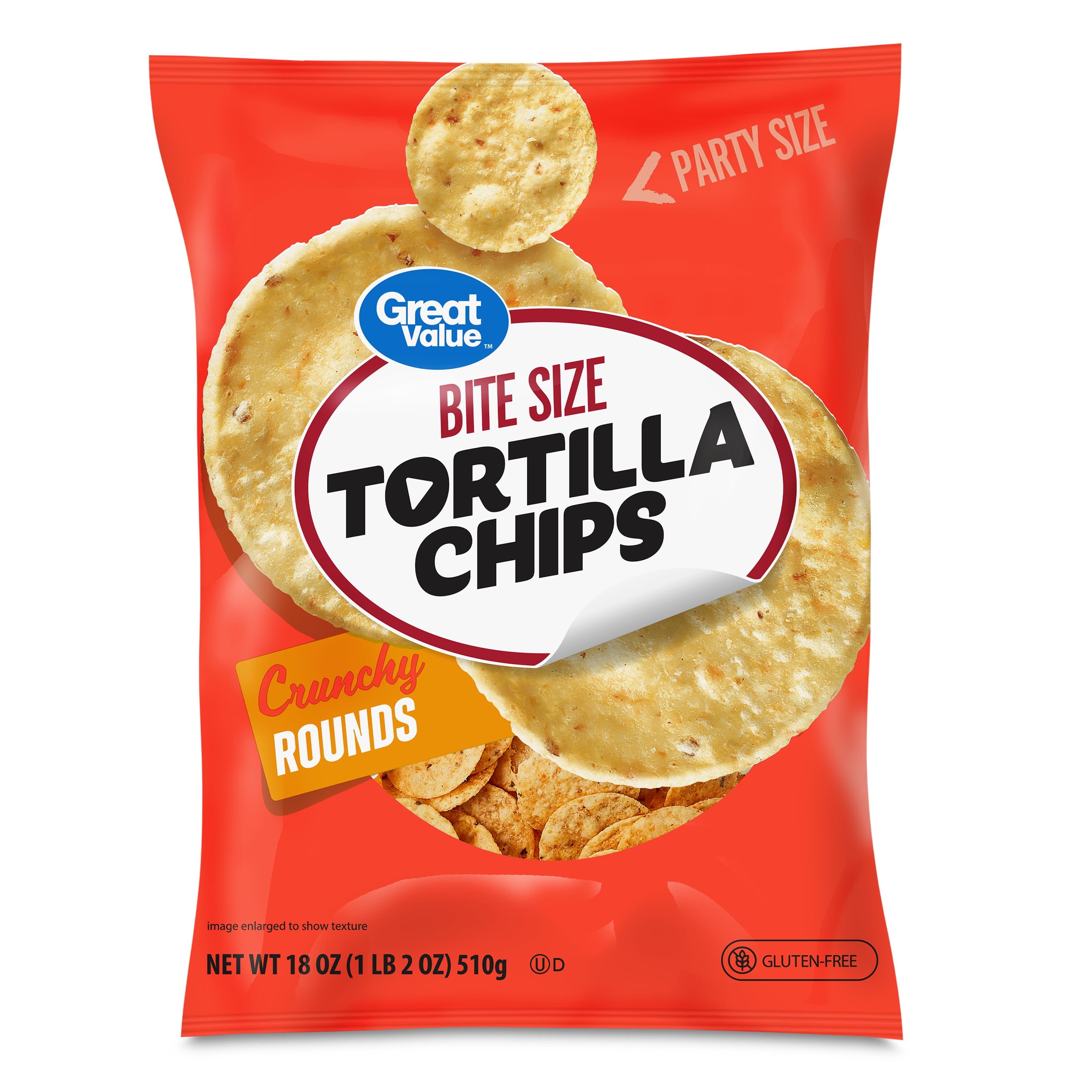 Brandclub - Great Value Bite Size Tortilla Chips Party Size, 18 oz Bag