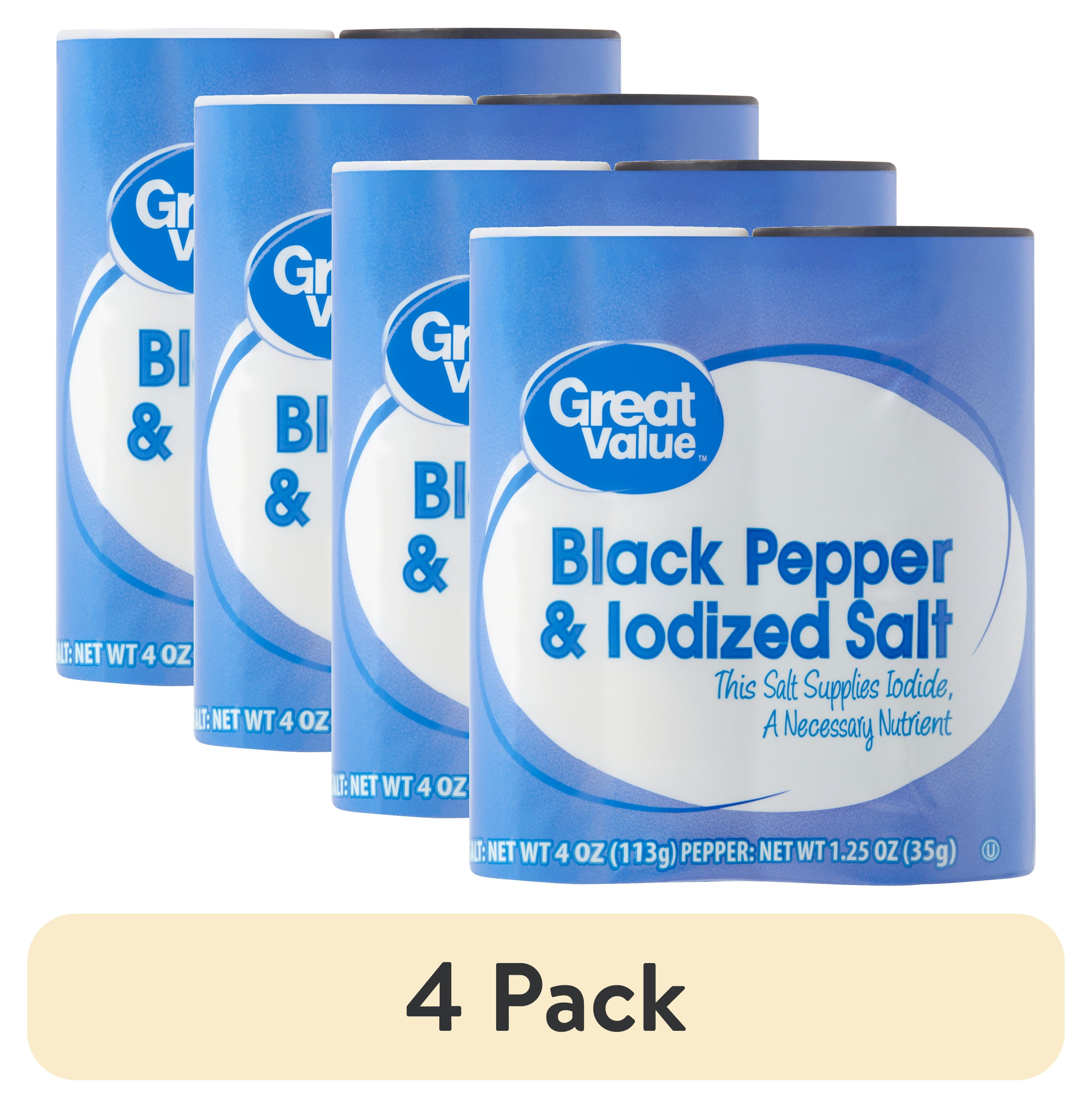 (4 pack) Great Value Black Pepper & Iodized Salt, 5.25 oz - Walmart.com