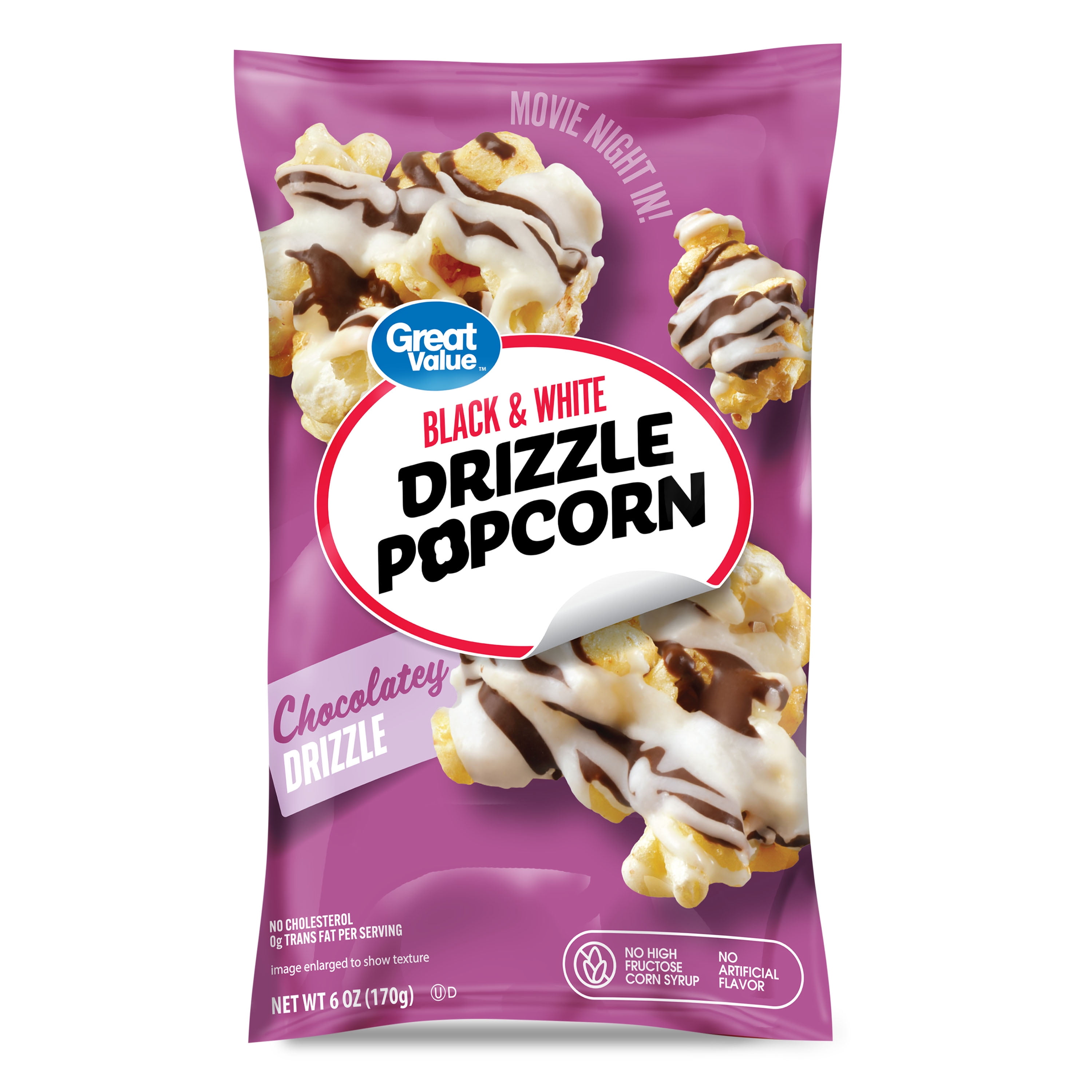 (2 pack) Great Value Black & White Drizzle Flavored Popcorn, 6 oz Bag ...