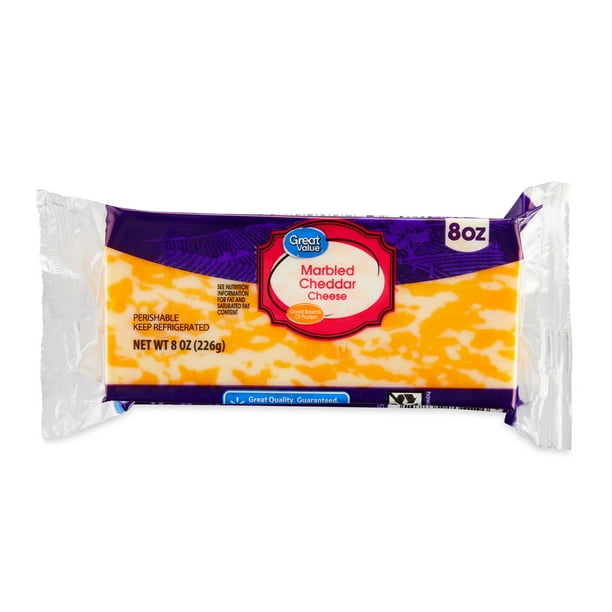 Great Value Block Marbled Cheddar Cheese, 8 oz - Walmart.com