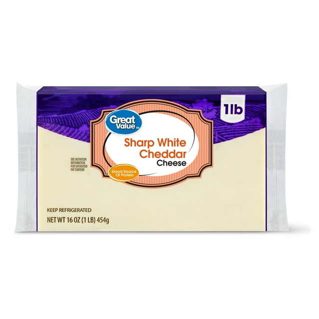 Great Value Block Sharp White Cheddar Cheese, 16 oz - Walmart.com