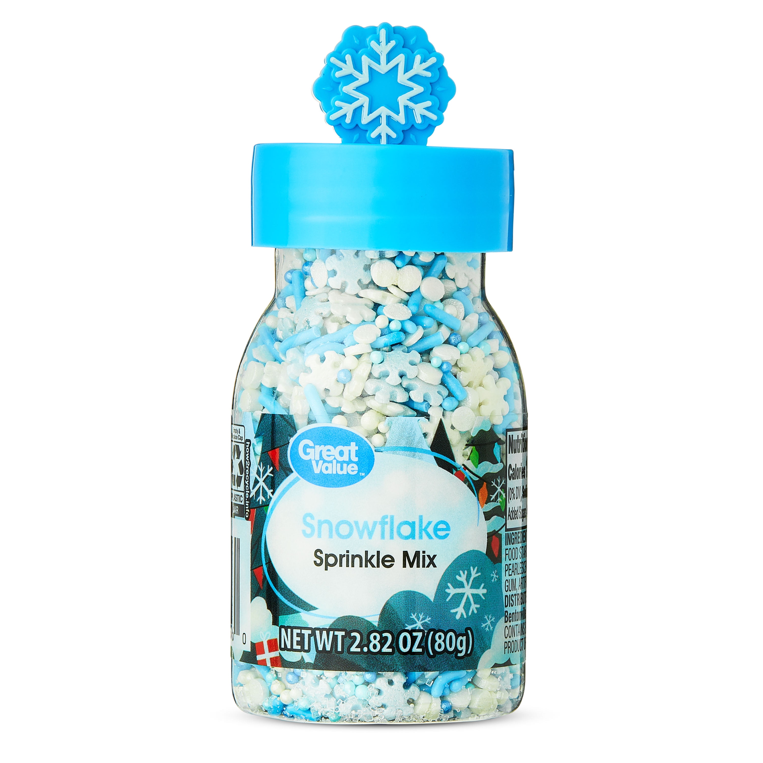 Brandclub - Great Value Blue and White Snowflake Dessert Sprinkles, 2.82 oz
