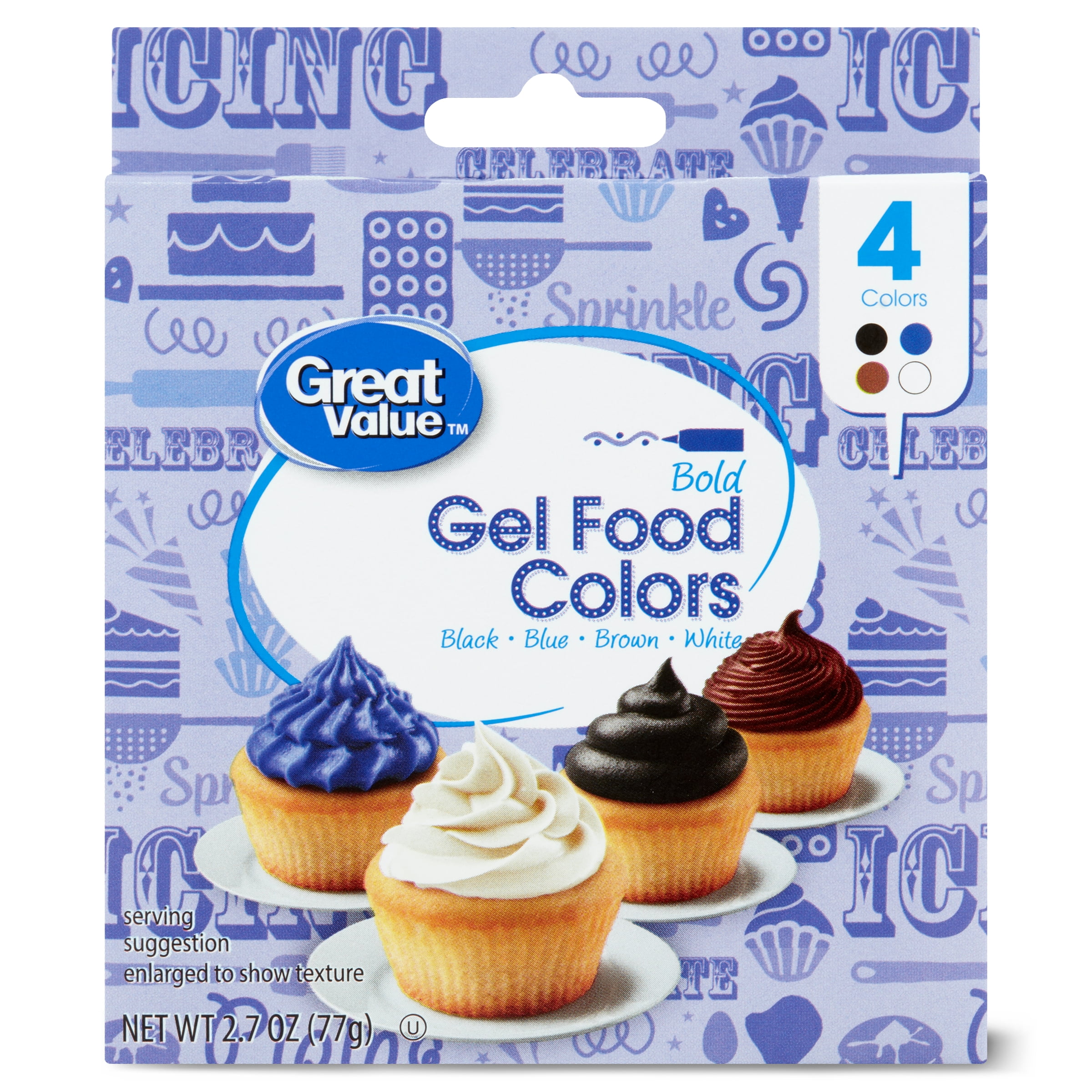 Great Value Bold Gel Food Colors, 4 count, 2.7 oz - Walmart.com
