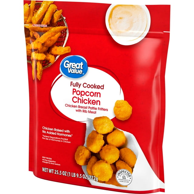 Great Value Breaded Fully Cooked Popcorn Chicken, 25.5 oz (Frozen ...