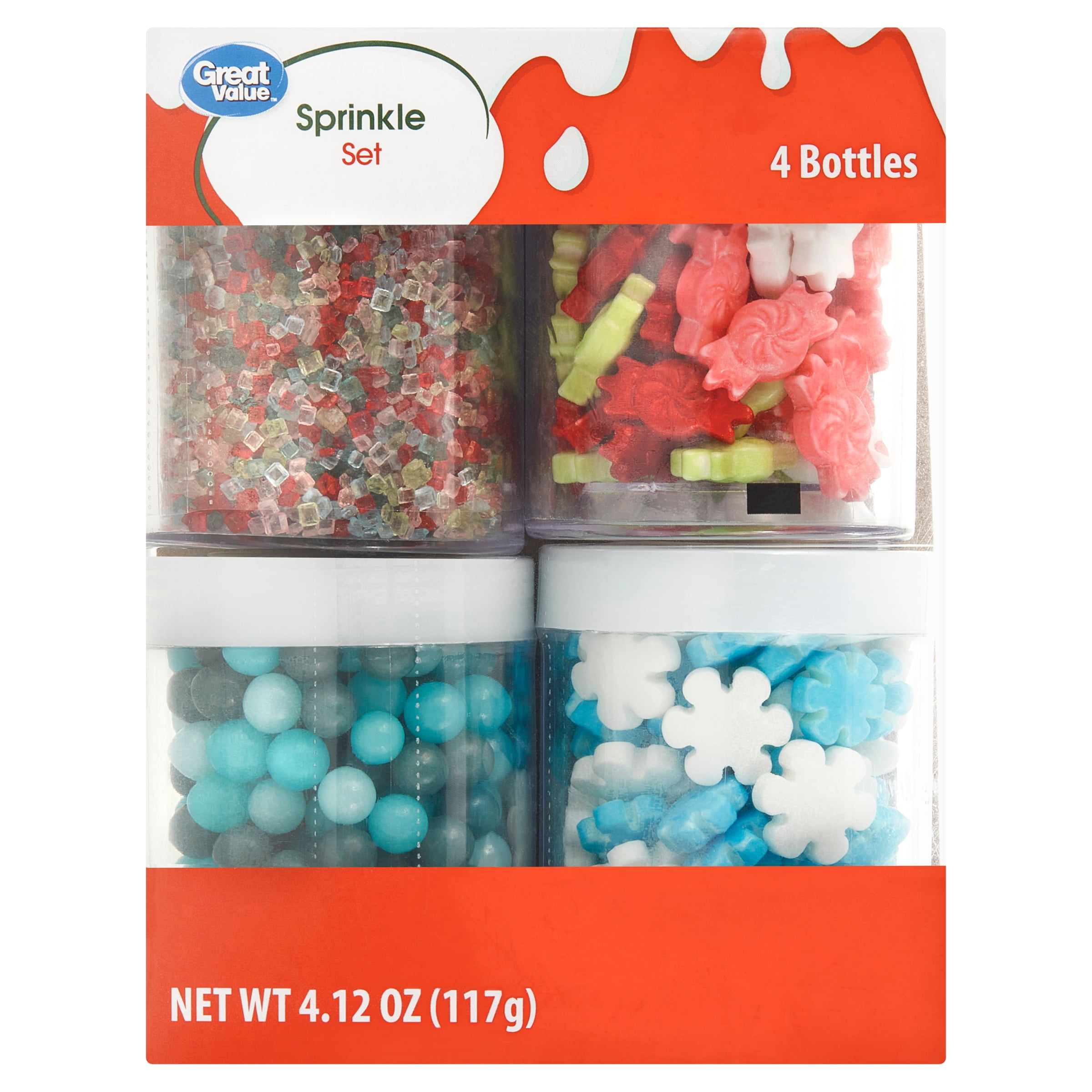 Great Value Bright Christmas Sprinkle Set, 4.12 oz, 4 Pack - Walmart.com