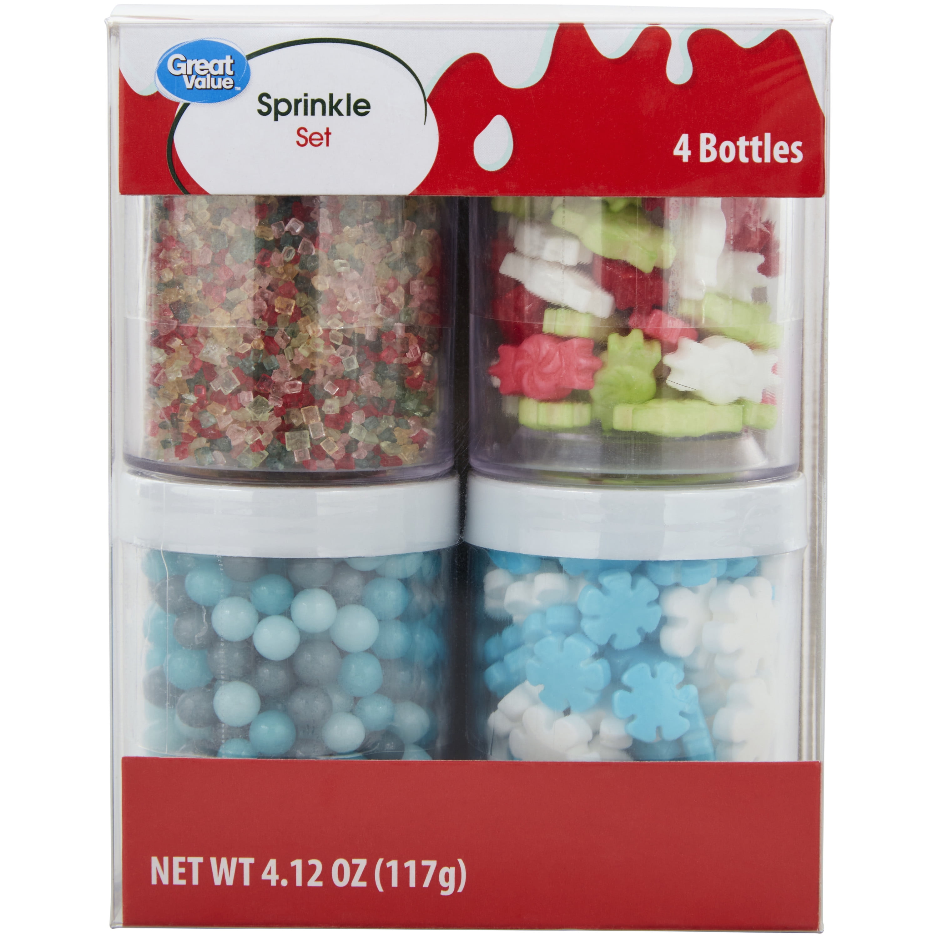 Great Value Bright Christmas Sprinkle Set, 4.12 oz, 4 Pack - Walmart.com