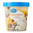 Great Value Butter Pecan Flavored Ice Cream 16 fl oz with Real Pecan ...
