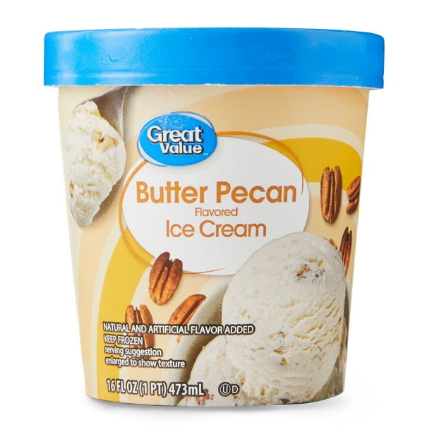 Great Value Butter Pecan Flavored Ice Cream, 16 fl oz - Walmart ...