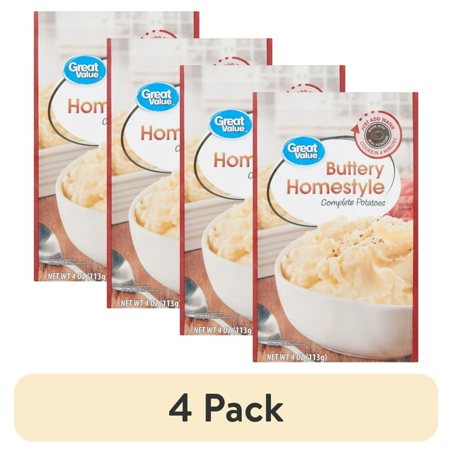 (4 pack) Great Value Buttery Complete Potatoes, 4 oz Pouch - Walmart.com