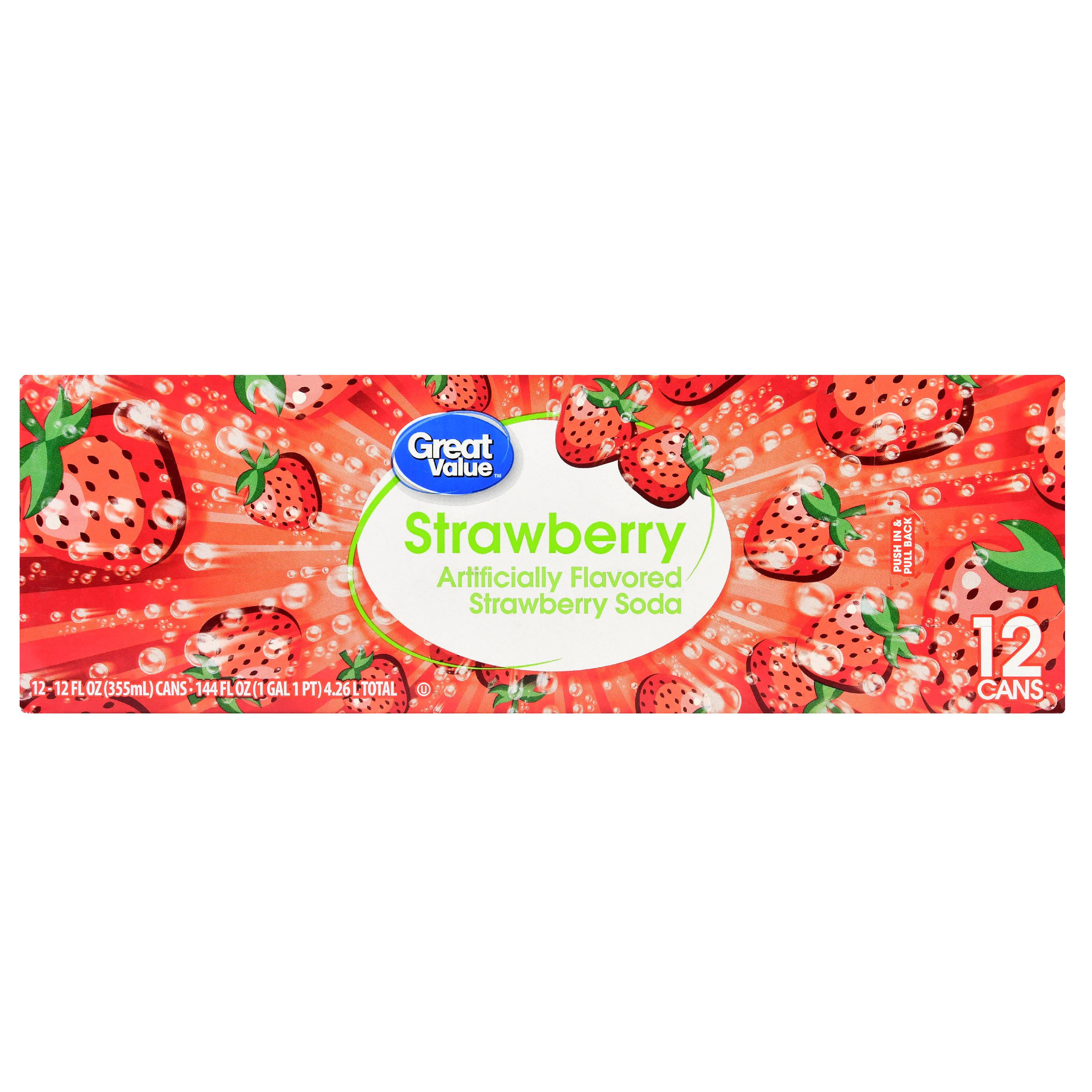 Great Value Caffeine-Free Strawberry Soda, 12 fl oz, 12 Count - Walmart.com