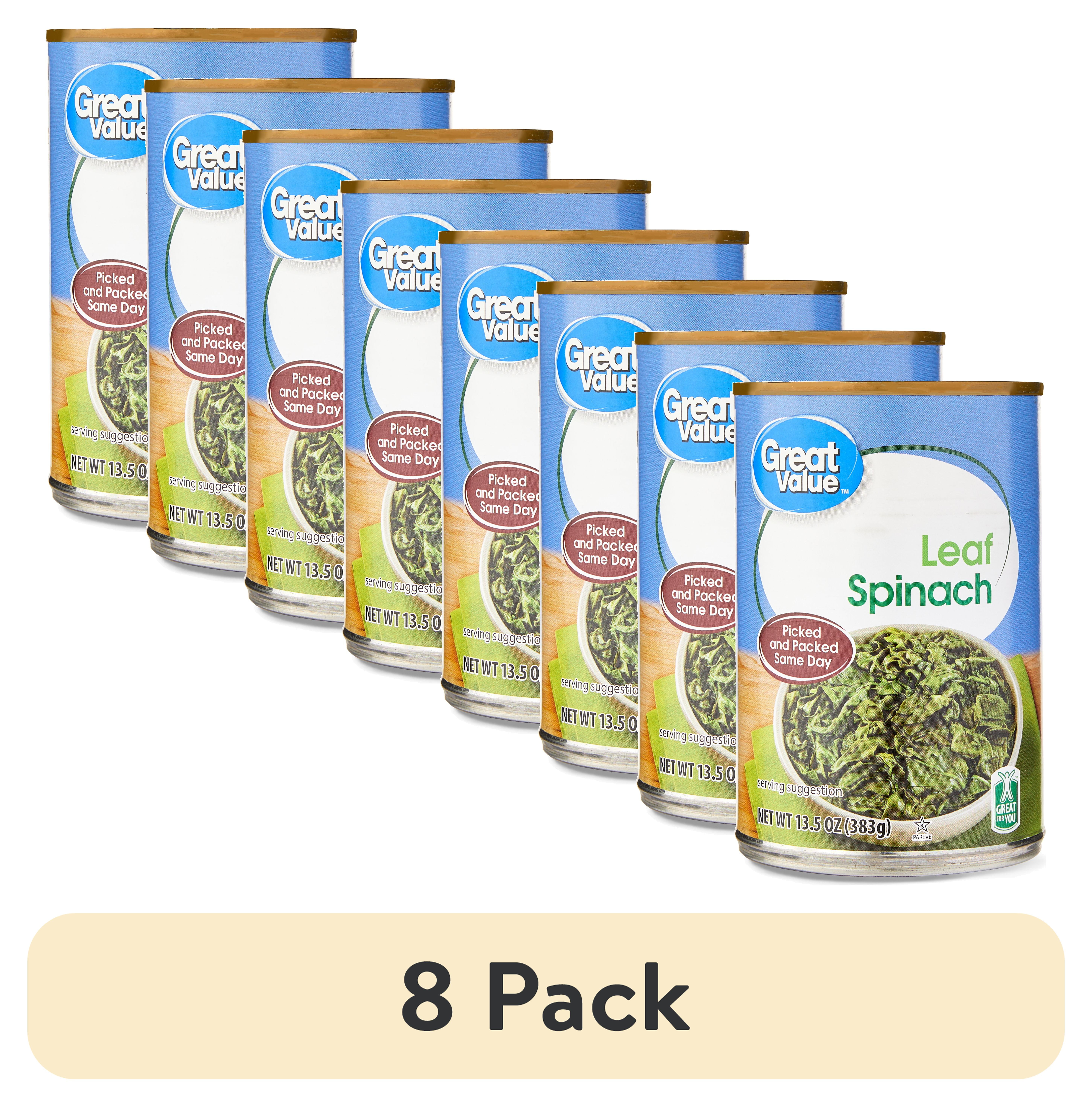 (8 pack) Great Value Canned Leaf Spinach, 13.5 oz Can - Walmart.com