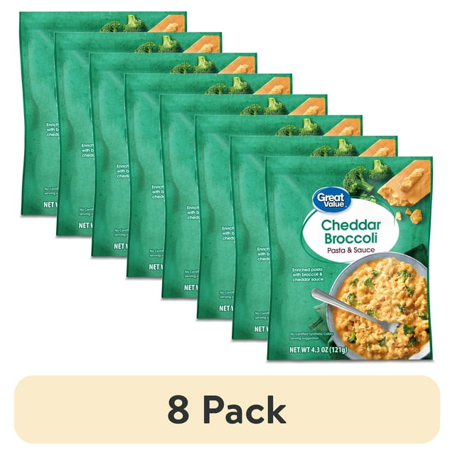 (8 pack) Great Value Cheddar Broccoli Flavored Pasta & Sauce 4.3oz ...
