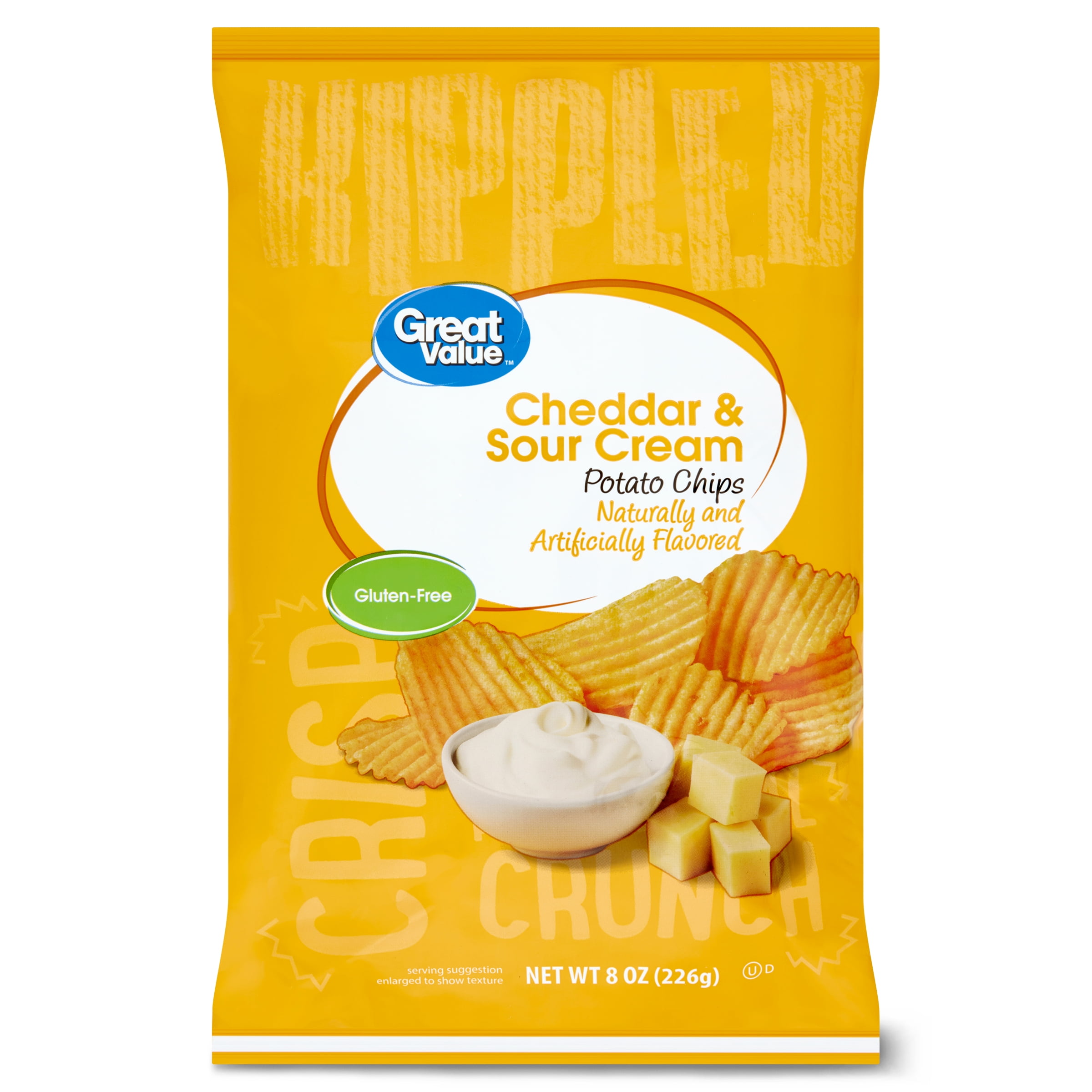 Great Value Cheddar & Sour Cream Rippled Potato Chips, 8 oz - Walmart.com