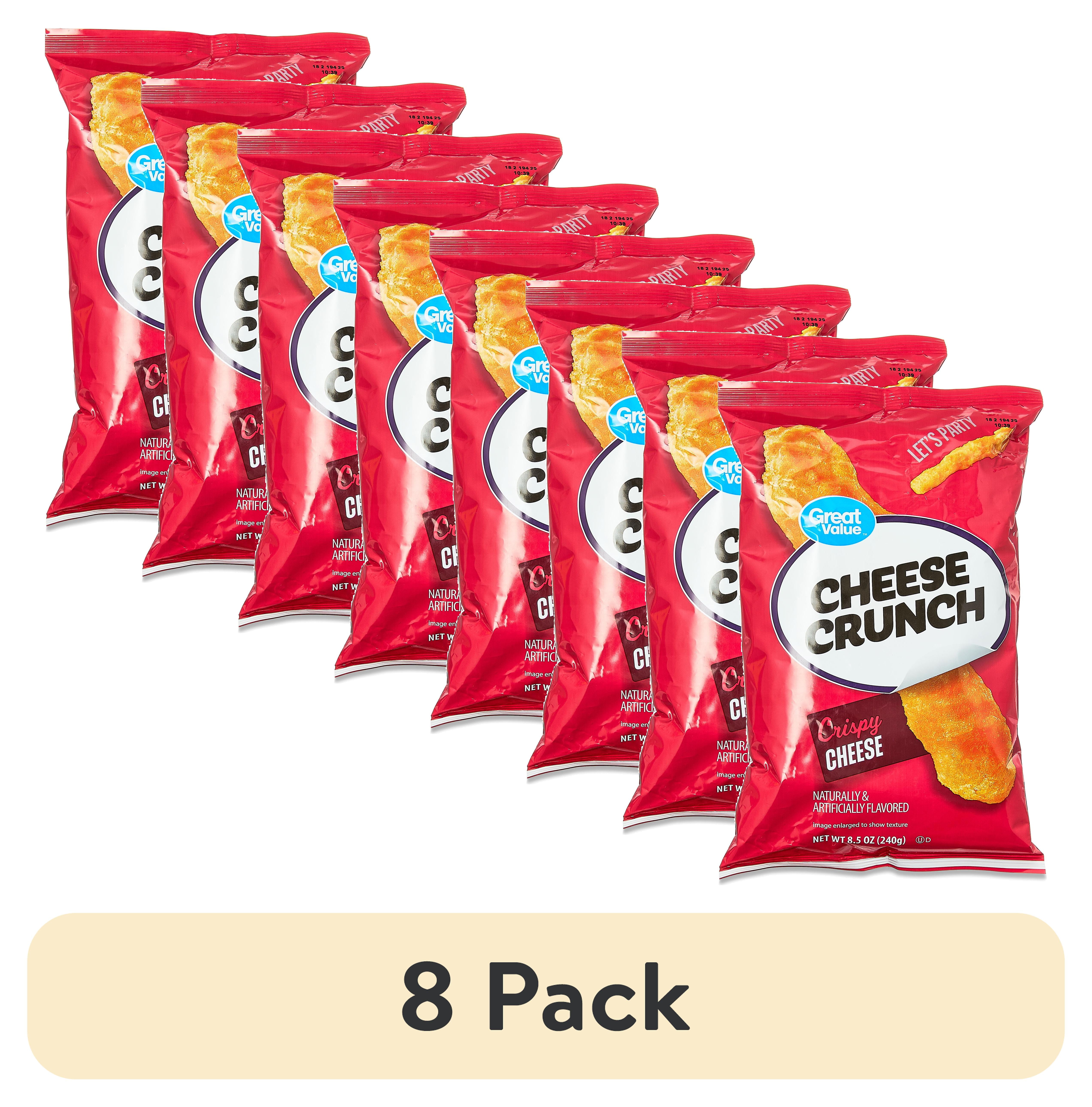 (8 pack) Great Value Cheese Crunch Crispy Cheese Flavored Snacks, 8.5 ...