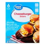 Great Value Cheeseburger Sliders, 11.1 oz, 6 Frozen Fully Cooked Beef ...