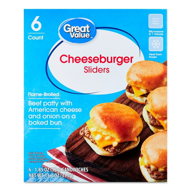 Great Value Cheeseburger Sliders, 11.1 oz, 6 Count (Frozen) - Walmart ...