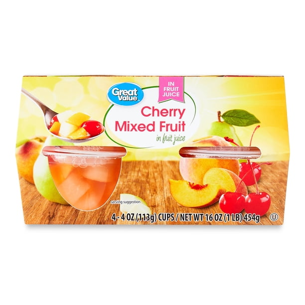 Great Value Cherry Mixed Fruit, 4 oz, 4 Count - Walmart Business Supplies