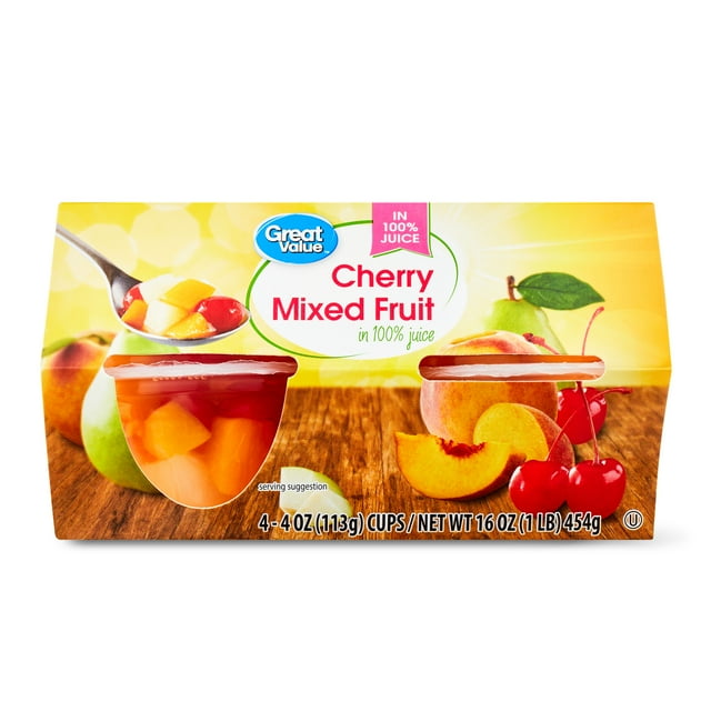 Great Value Cherry Mixed Fruit, 4 oz, 4 Count - Walmart.com