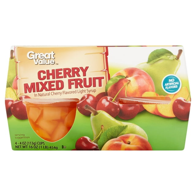 Great Value Cherry Mixed Fruit, 4 oz, 4 Count - Walmart.com