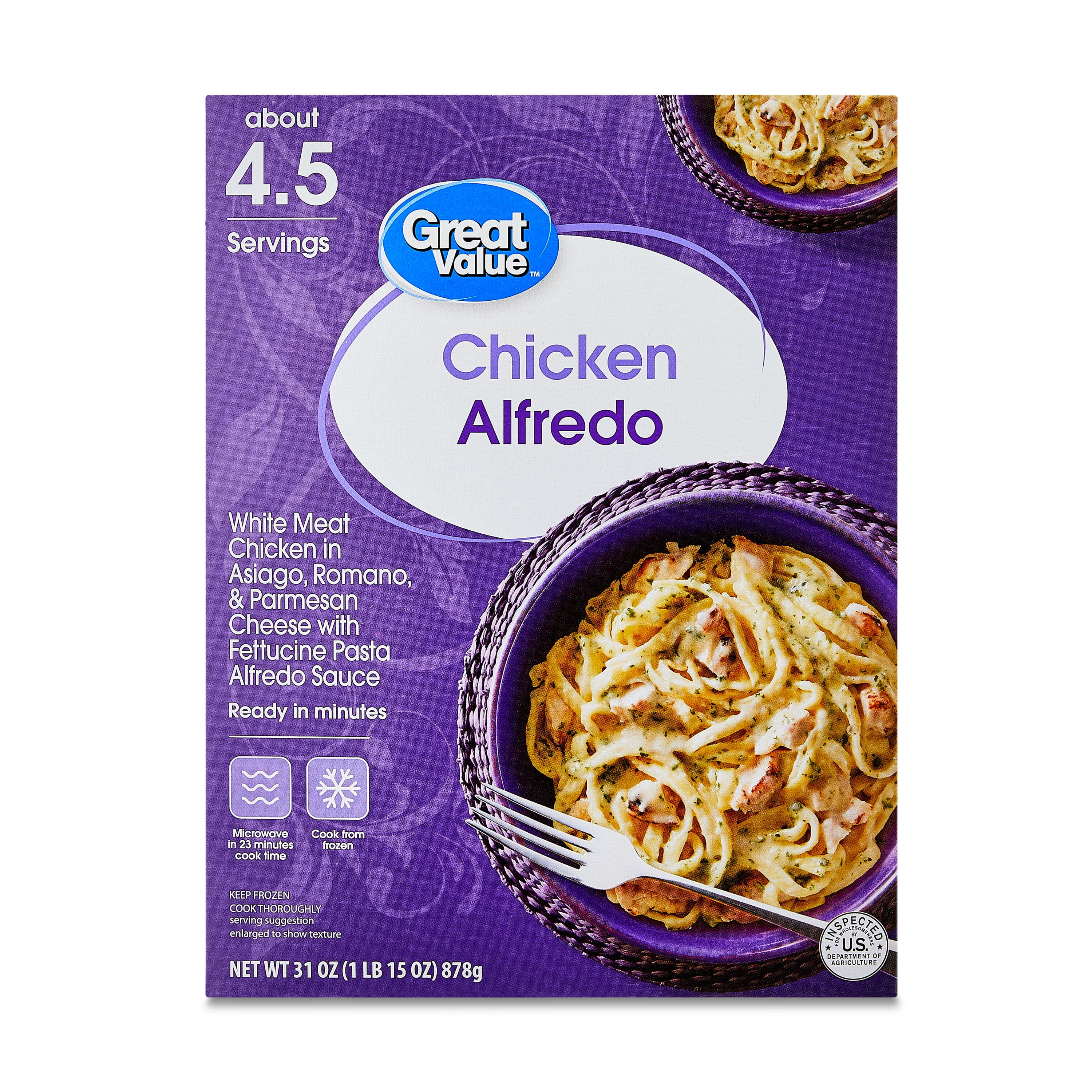 Great Value Chicken Alfredo 31 oz Frozen with White Meat Chicken and ...