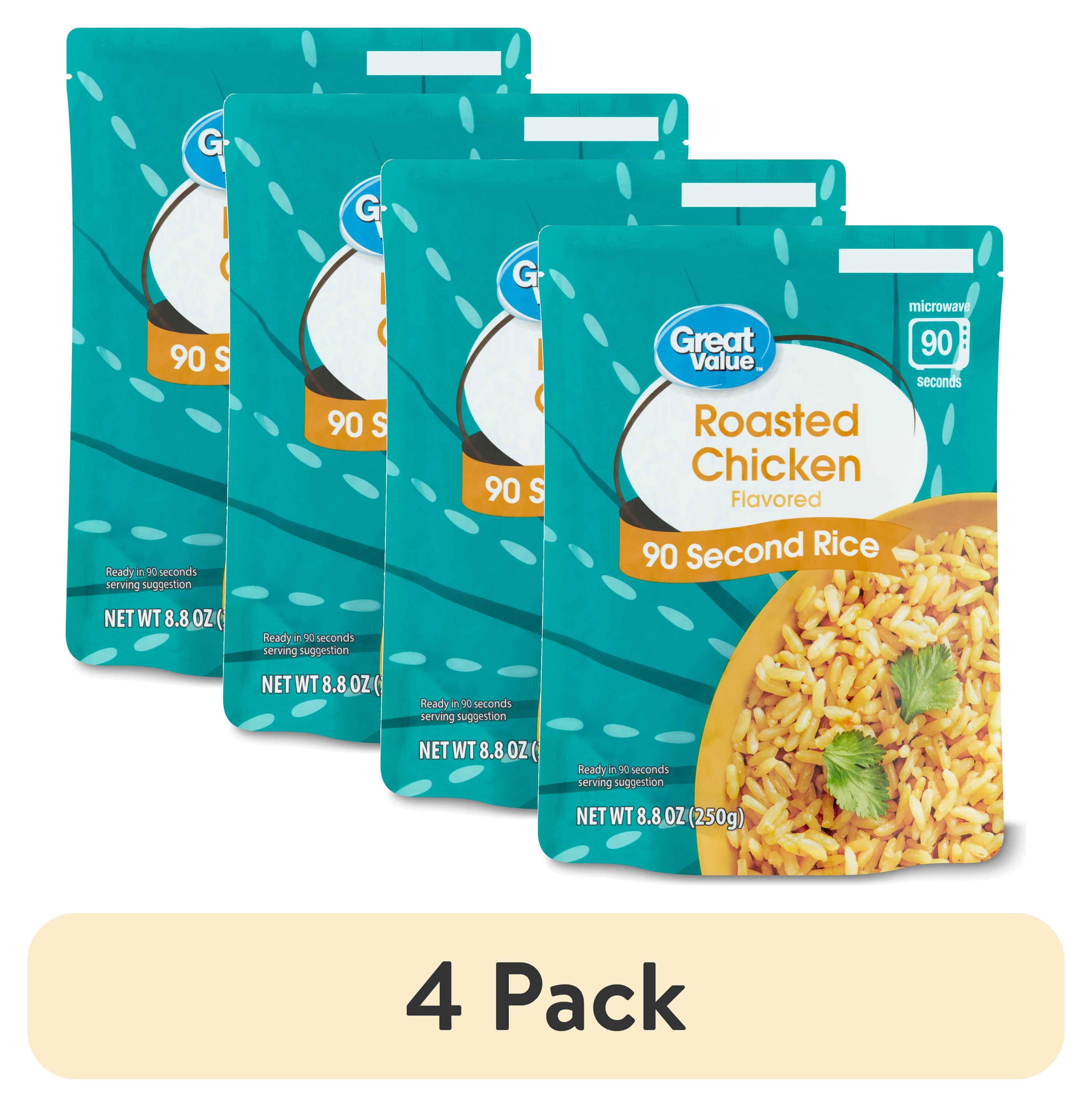 (4 pack) Great Value Chicken Flavored Rice 90 Second Pouch, 8.8 oz ...