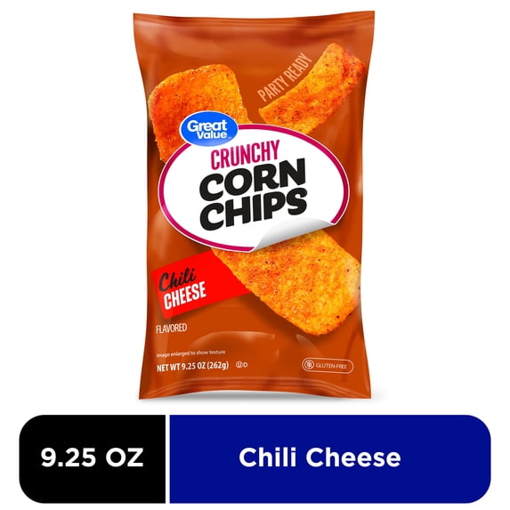 Great Value Chili Cheese Corn Chips 9.25 oz Cheese-Flavored Snack ...